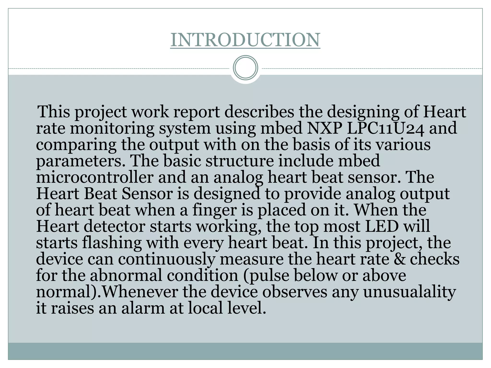 HEALTH MONITORING SYSTEM using mbed NXP LPC11U24 | PPTX