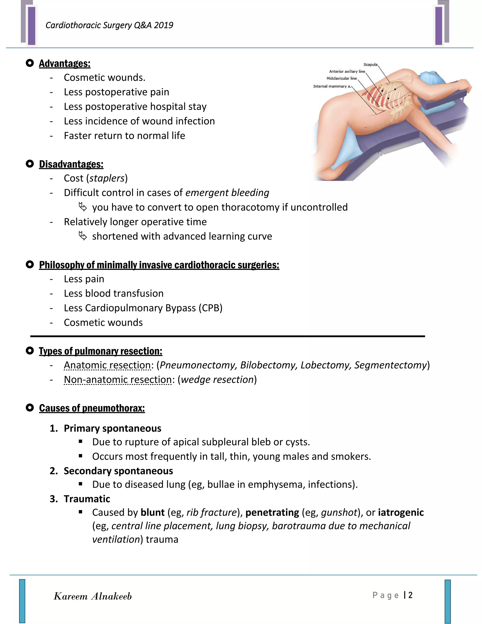 Cardiothoracic surgery Q&A 2019 | PDF
