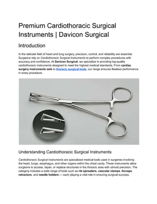 Cardiothoracic Surgical Instruments | Davicon Surgical | PDF