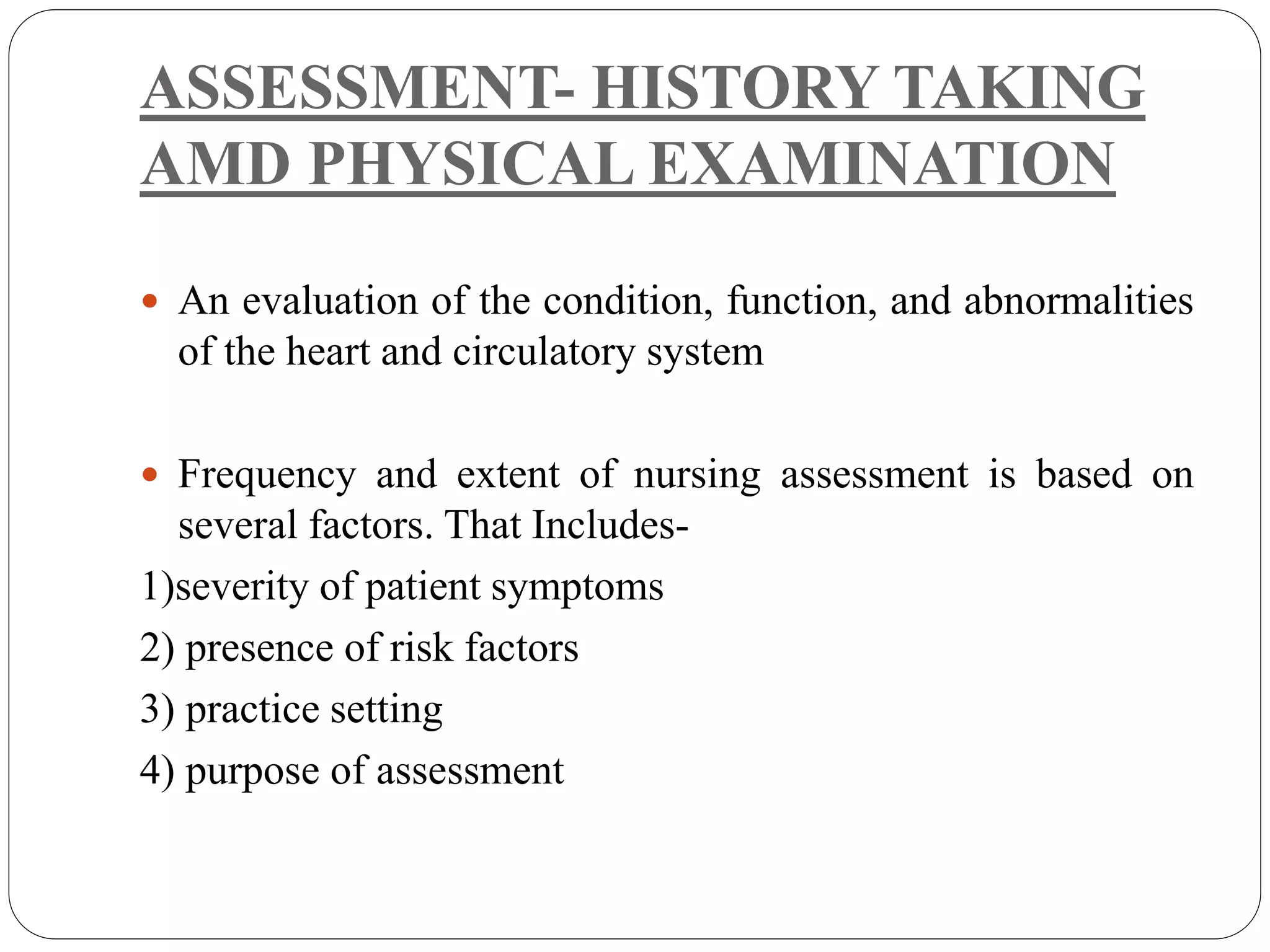 Cardiovascular assessment and diagnostic investigations ppt slideshare ...