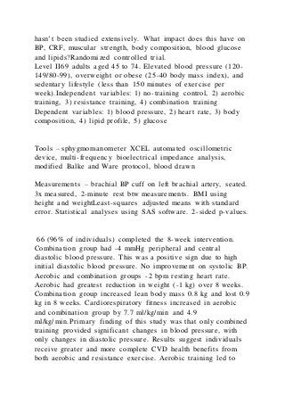 Cardiovascular Benefits from exercisePICO question | PDF