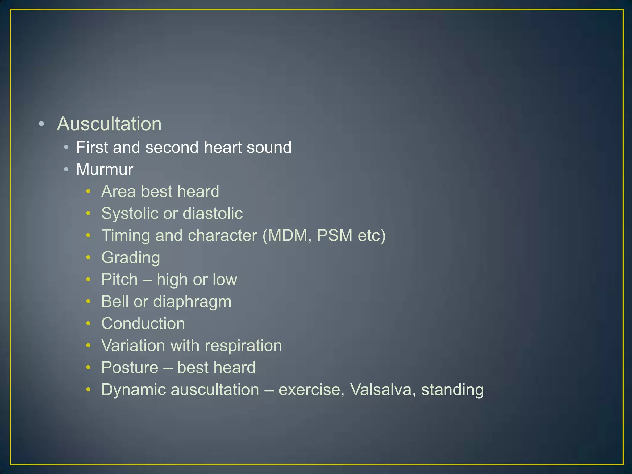 Cardiovascular examination (format only) | PPTX