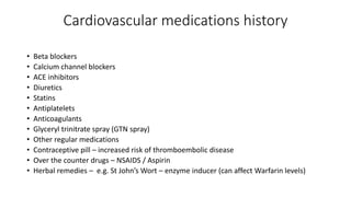 Cardiovascular history taking | PPTX