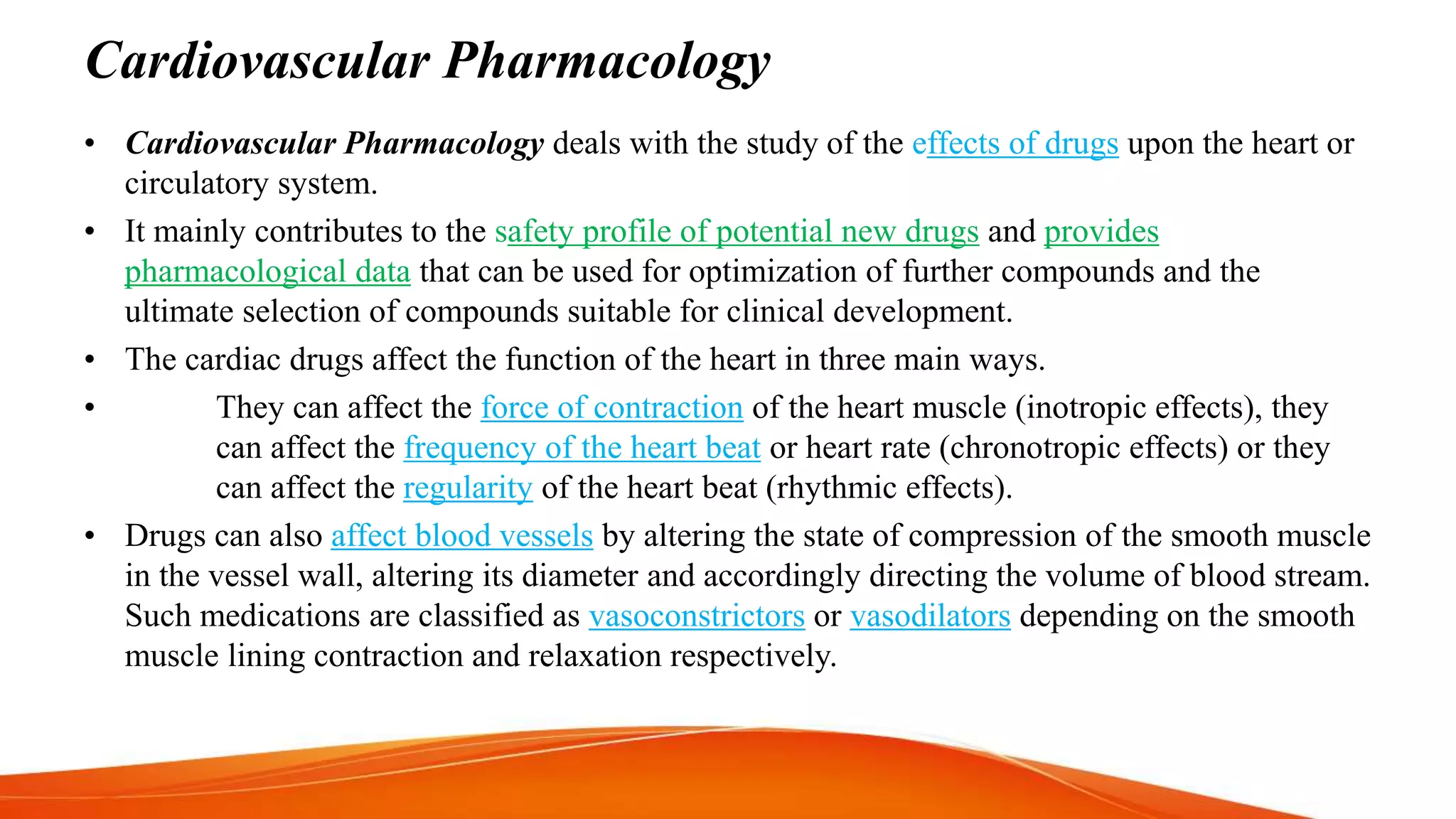 Cardiovascular Pharmacology | Definition | Disorders | Drugs | PPTX