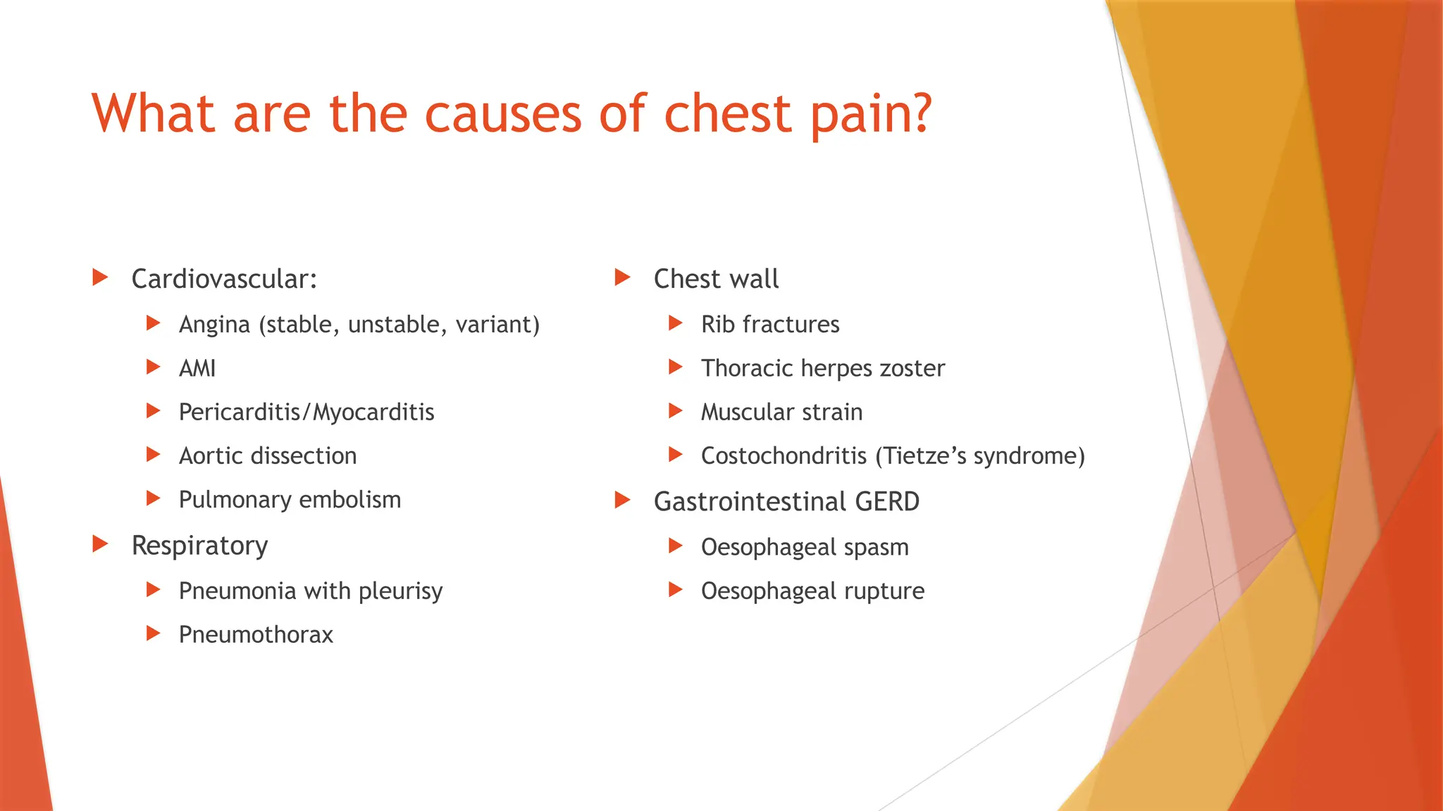 Approach to chest pain, SOB, palpitation and prolonged fever | PPTX