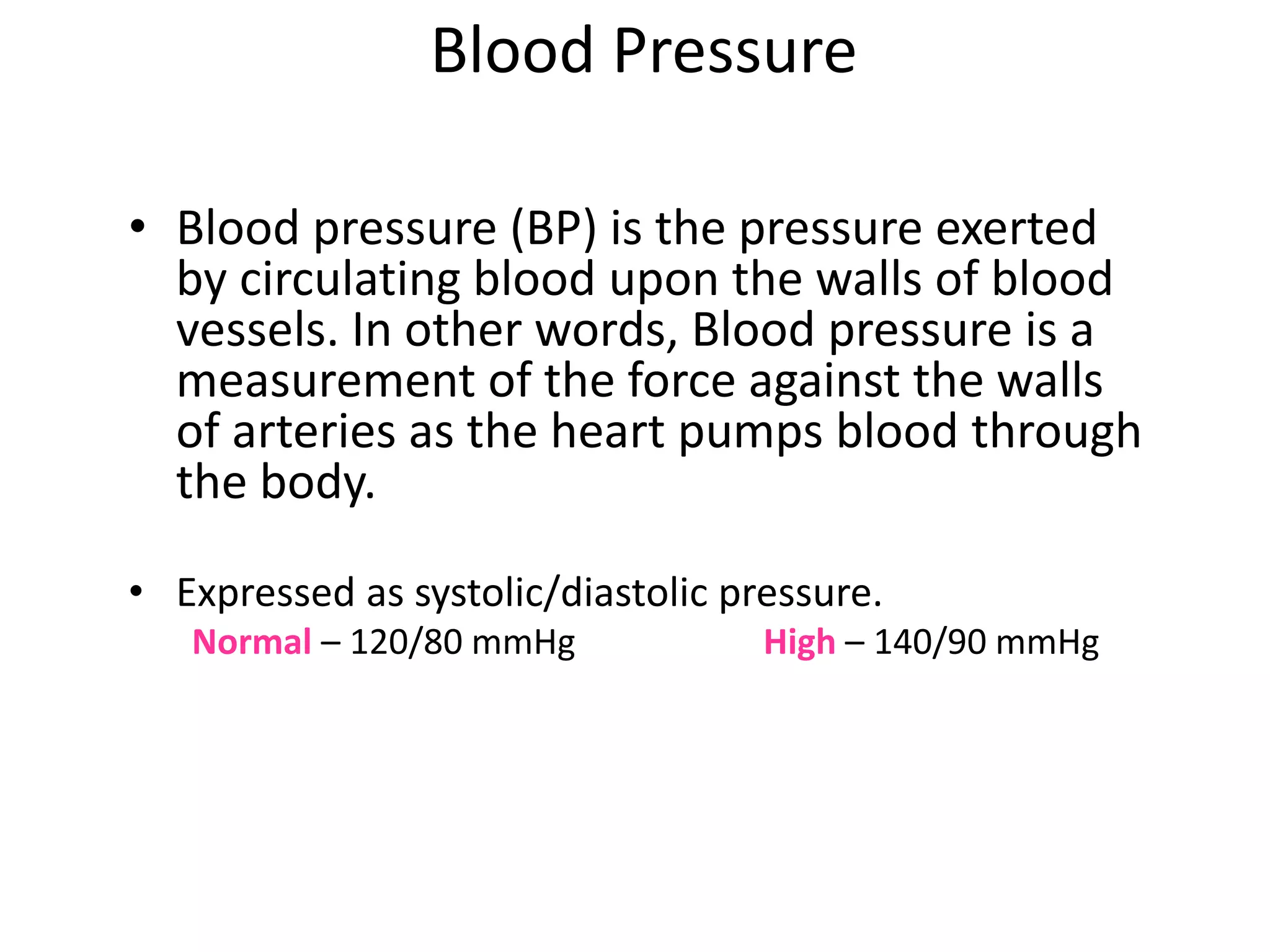 Cardiovascular system (blood pressure, hypertension) | PPTX