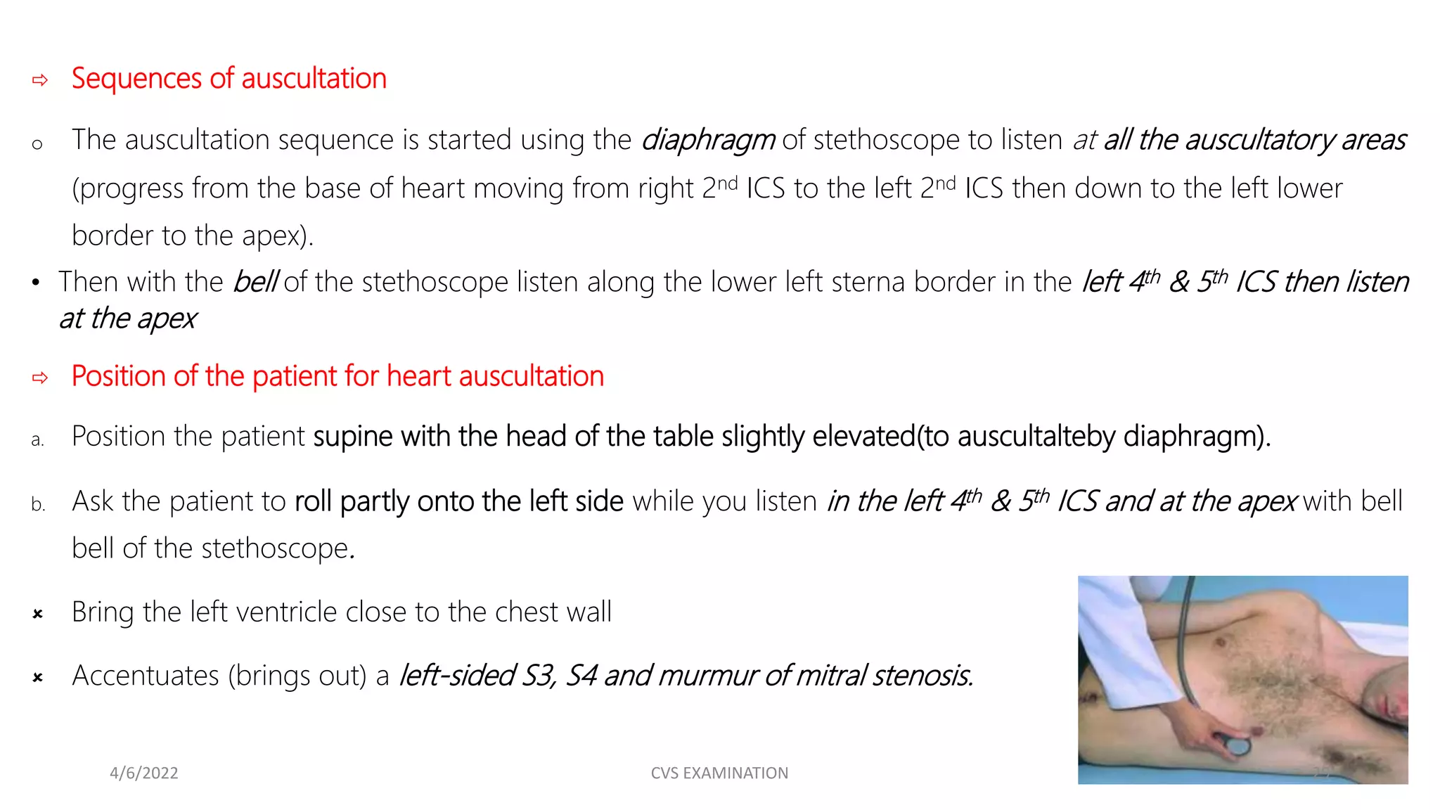 Cardio vascular system (cvs) examination | PPTX