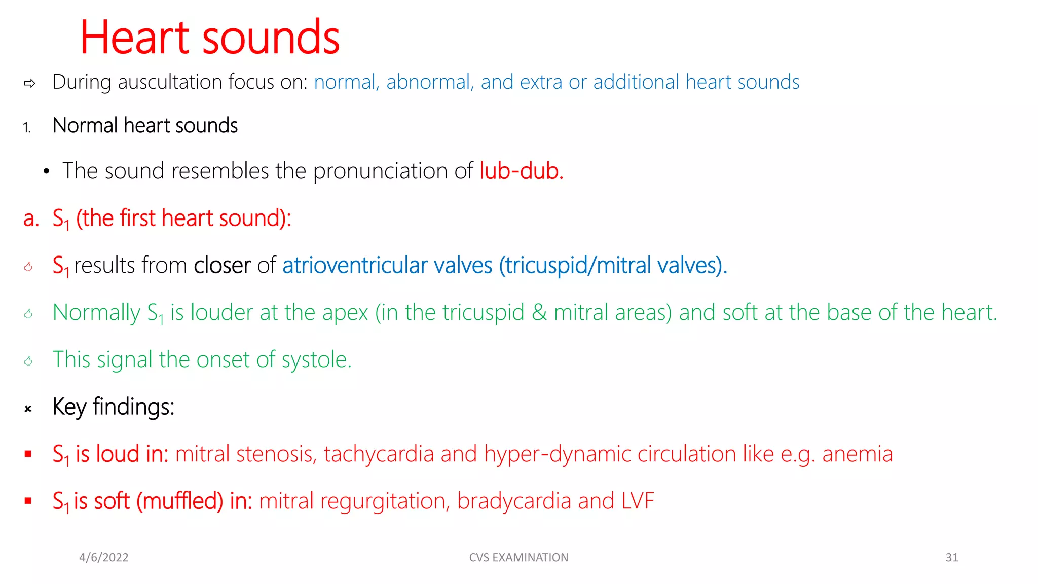 Cardio vascular system (cvs) examination | PPTX