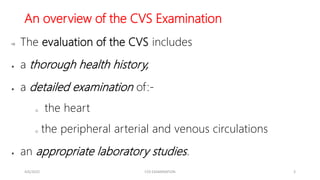 Cardio vascular system (cvs) examination | PPTX