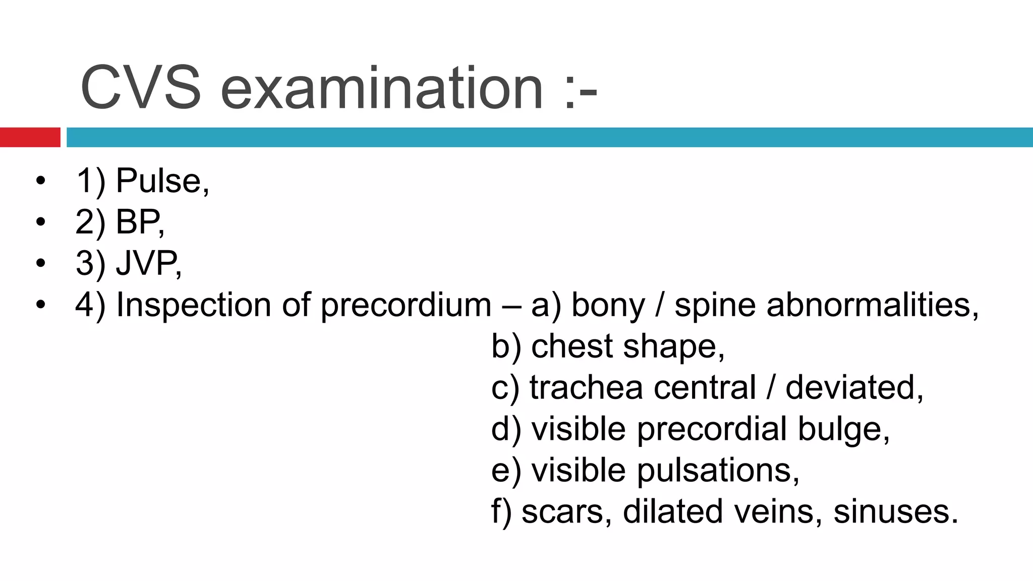 Cardiovascular system examination | PPTX