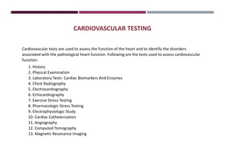 Cardiovascular tests | PPTX