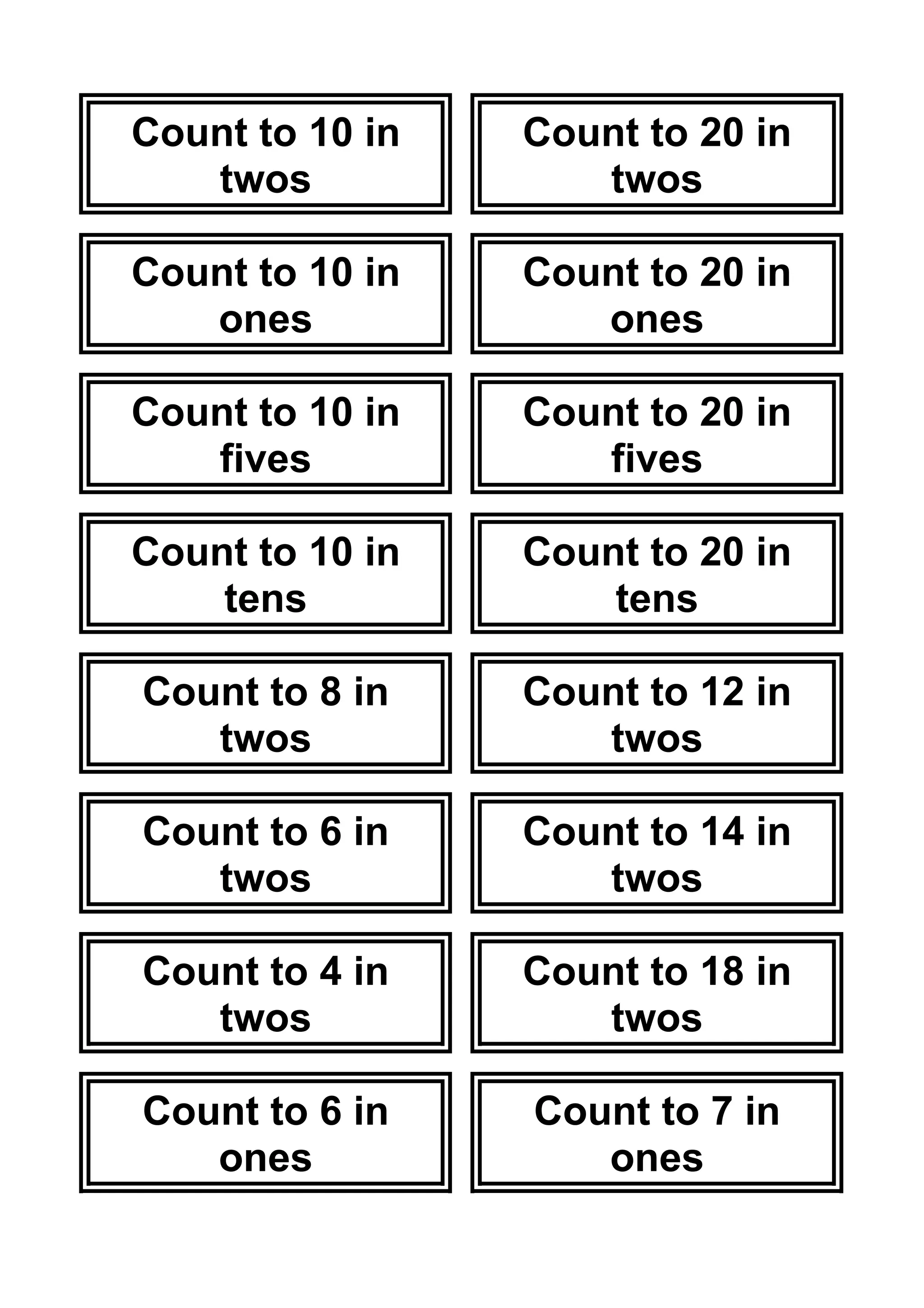 Cards for counting to | DOC