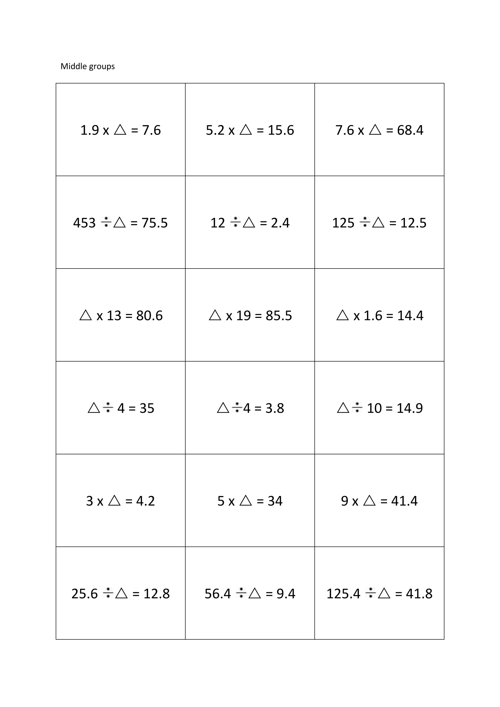 Cards for inverse_operations | PDF
