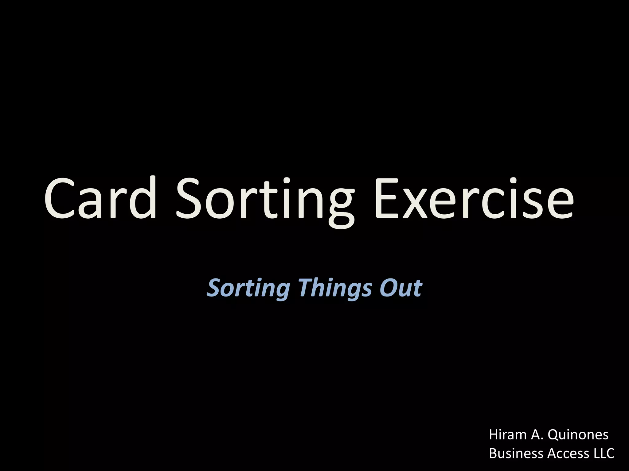 Card sorting exercise | PPTX