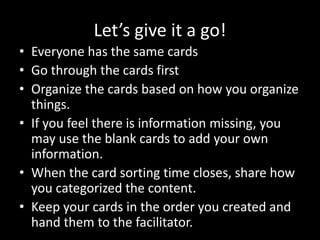 Card sorting exercise | PPTX