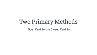 Card Sorting- Information Architecture Technique | PDF