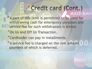 Cards & safe deposit lockers | PPTX