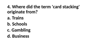 CARD STACKING ppt. Propaganda Lesson Grade 6pptx | PPTX