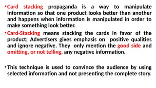 CARD STACKING ppt. Propaganda Lesson Grade 6pptx | PPTX