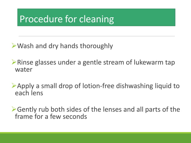 Care and cleaning of spectacle lenses and frames | PPTX | Eye and ...