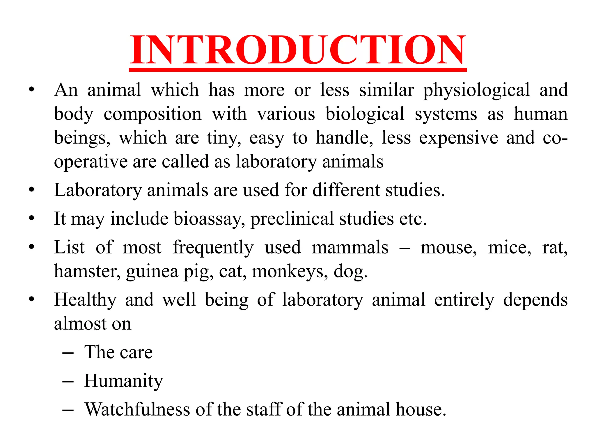 Care and handling of laboratory animals – rabbit, guinea pig | PPTX