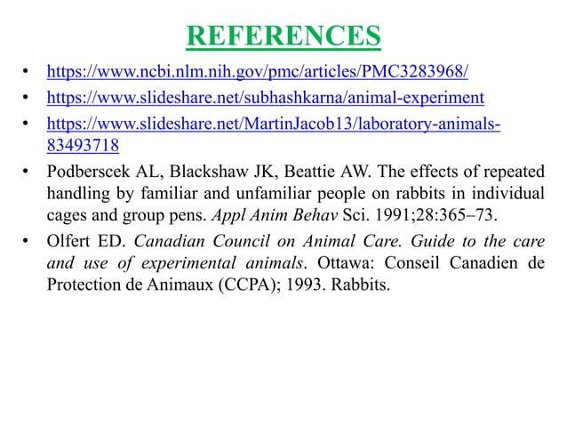 Care and handling of laboratory animals – rabbit, guinea pig | PPTX ...