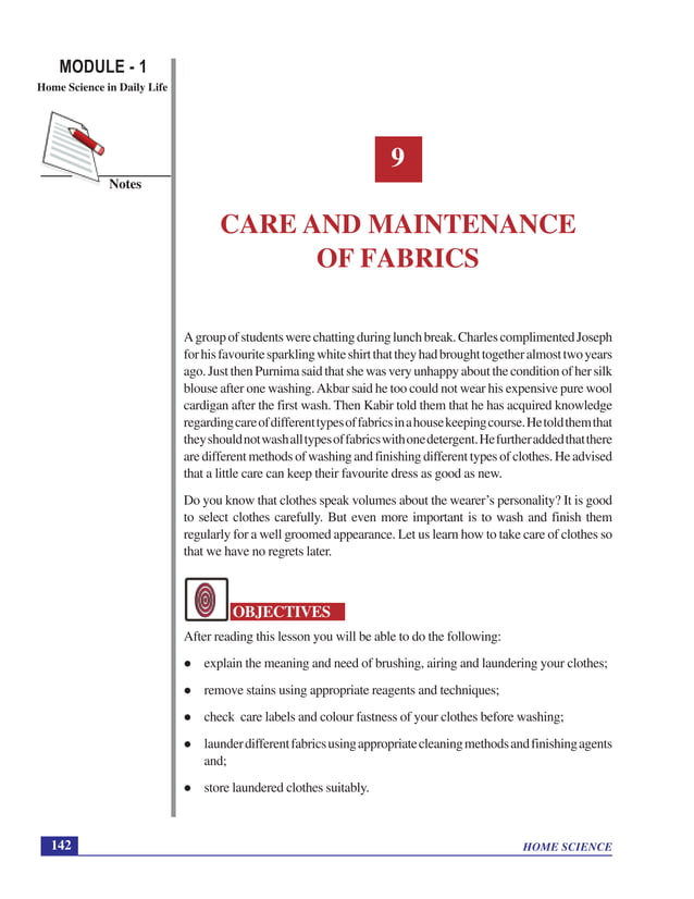 Care and maintenance of fabrics | PDF