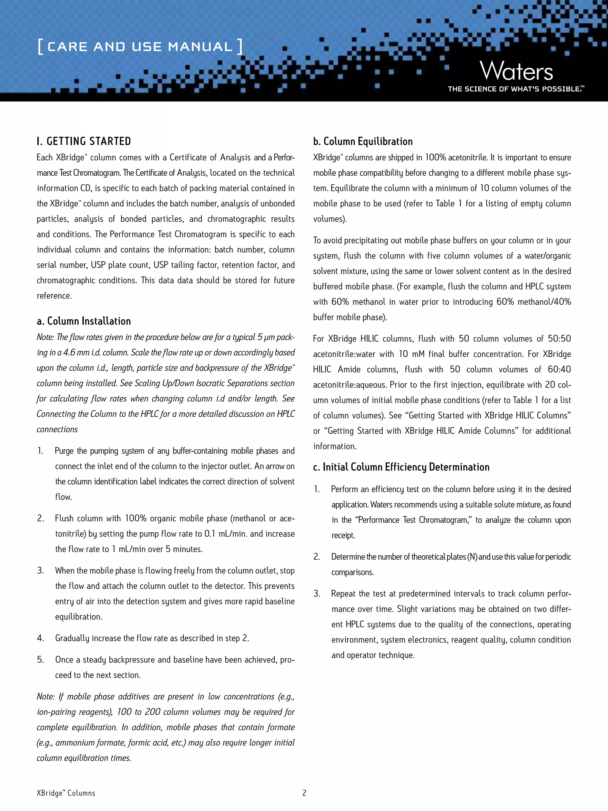 Care and use manual waters x bridge columns | PDF