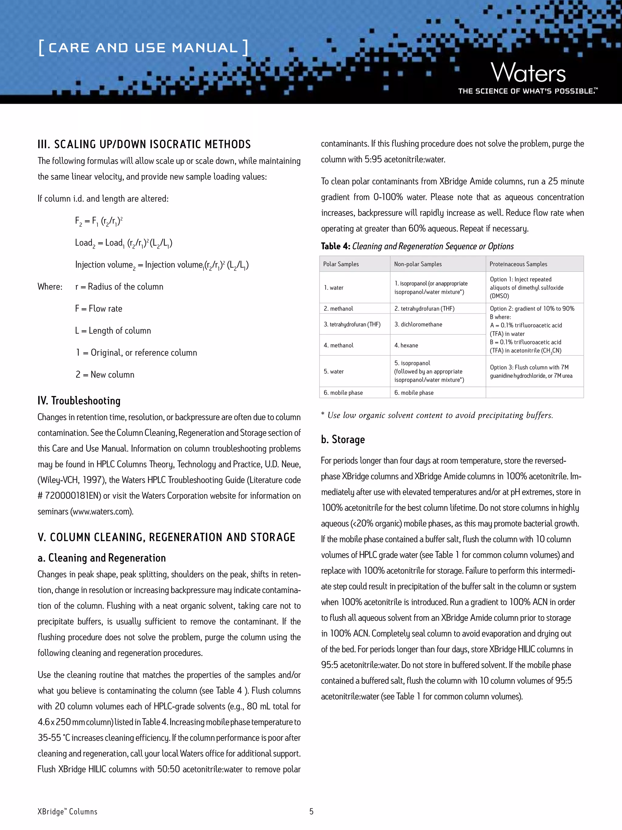Care and use manual waters x bridge columns | PDF