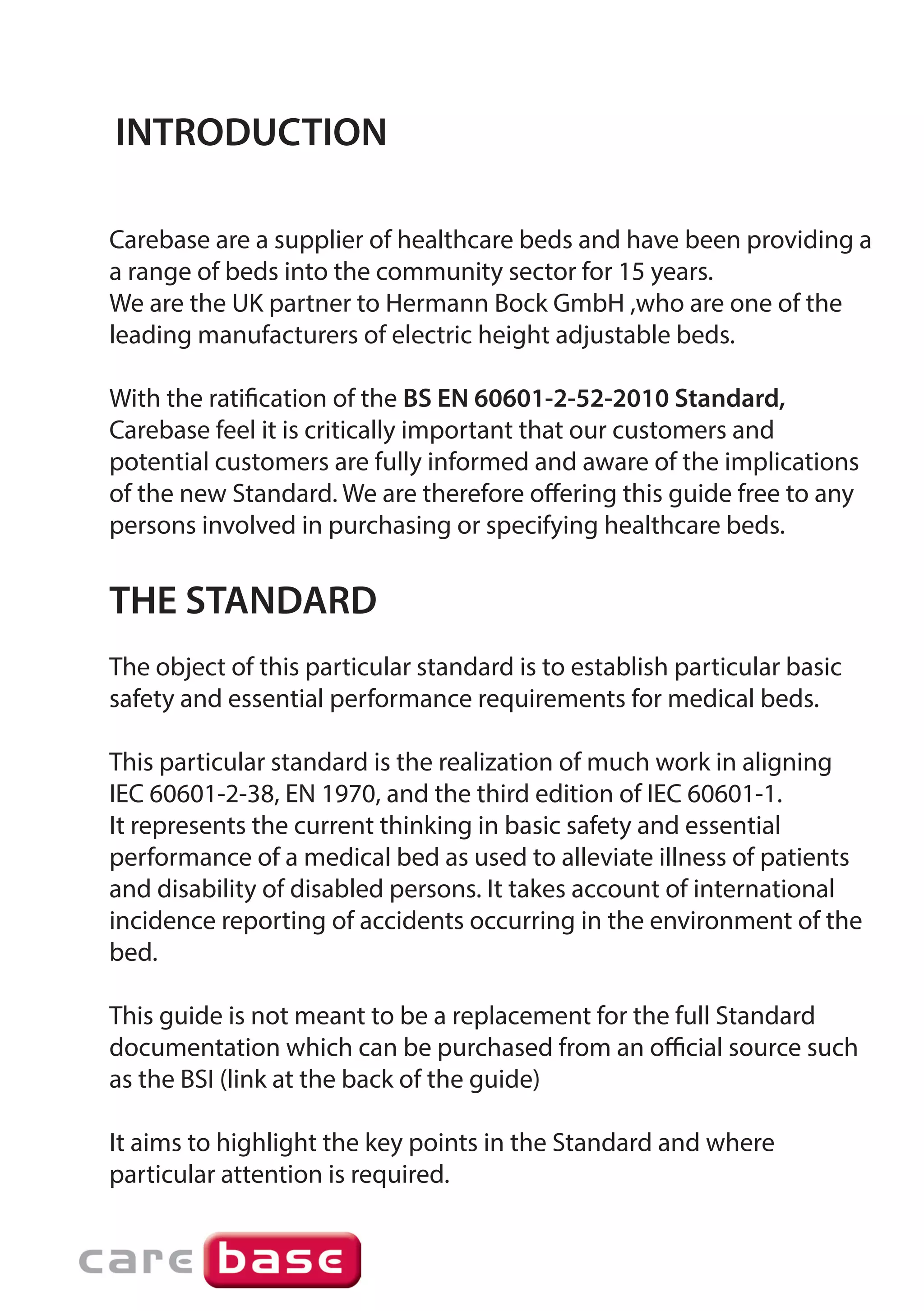 Carebase free bed standard guide BS EN 60601-2-52 | PDF