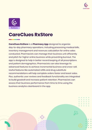 CareClues RxStore (Pharmacy App): Benefits, Features & Pricing | PDF