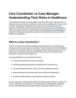 Care Coordinator vs Case Manager_ Understanding Their Roles in ...