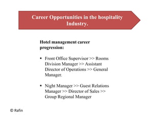 Career opportunities in the hospitality industry. | PPTX