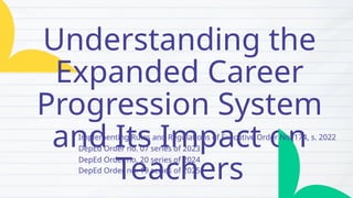 CAReeR progression guidelines in DepEd for | PPTX