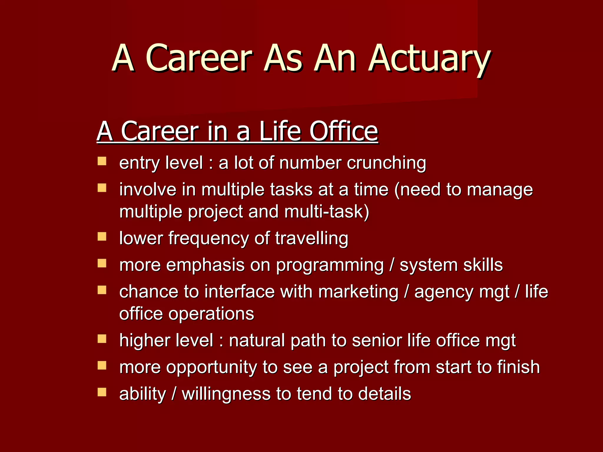 a Career as an Actuary | PPT