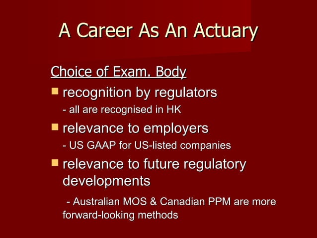 a Career as an Actuary | PPT