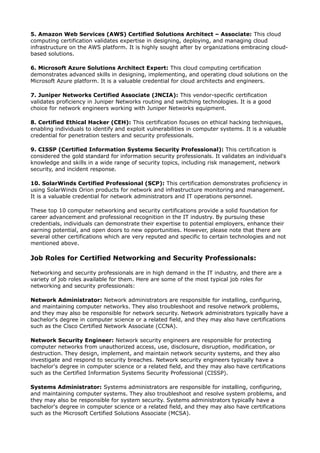 Career Certifications In Computer Networking | PDF | Computer Networking | Computing