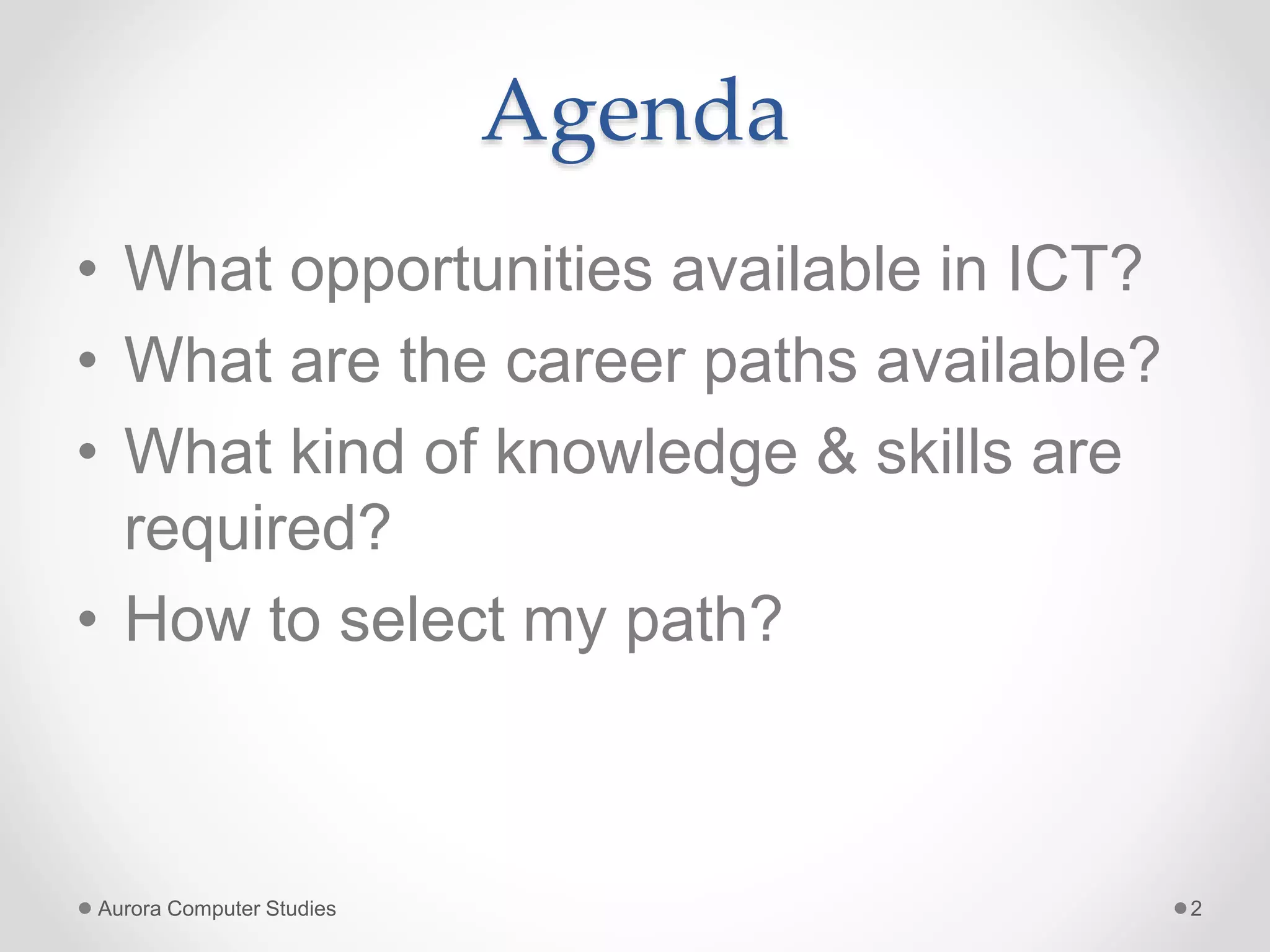Career paths in ICT | PPTX