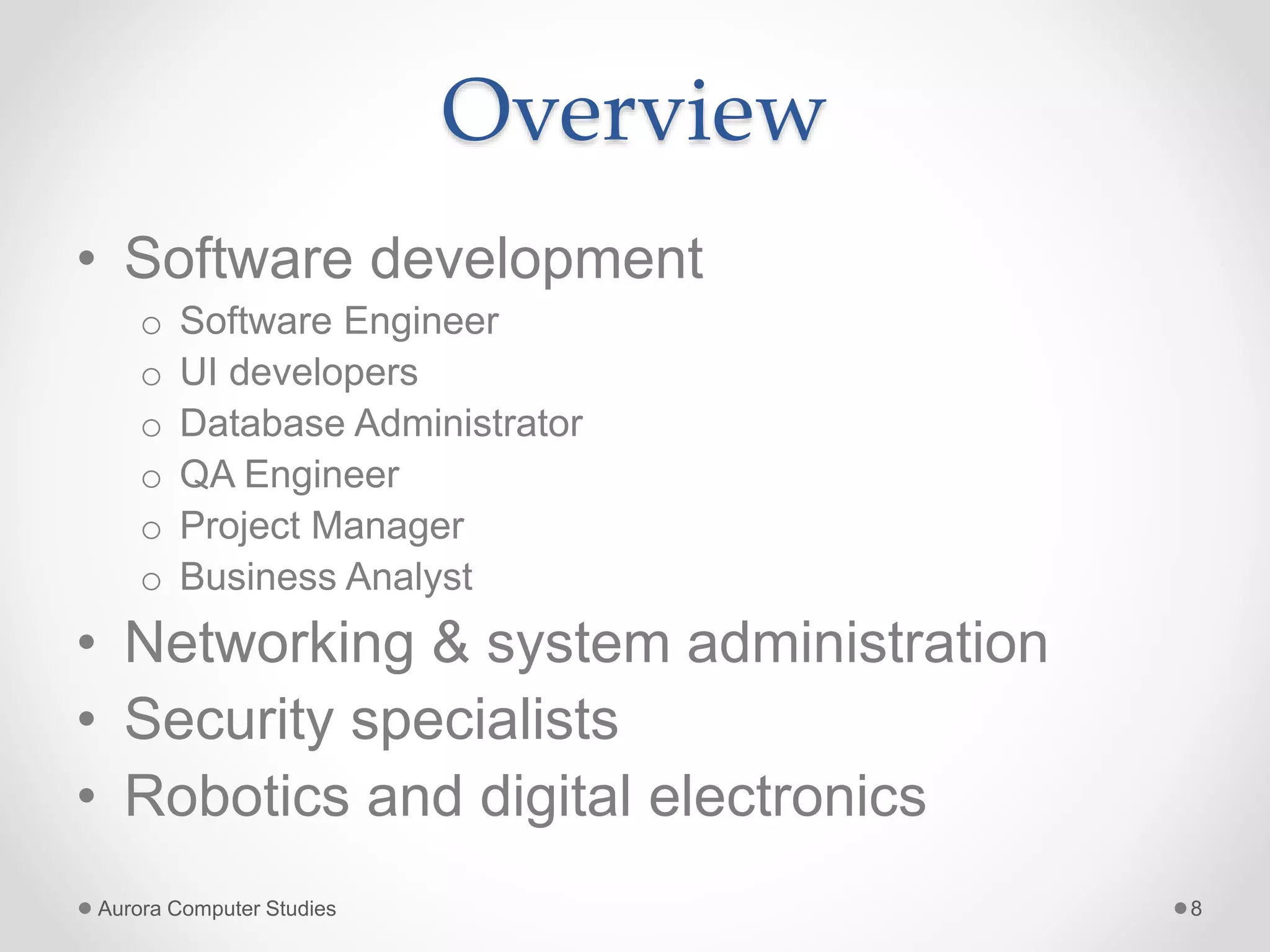 Career paths in ICT | PPTX