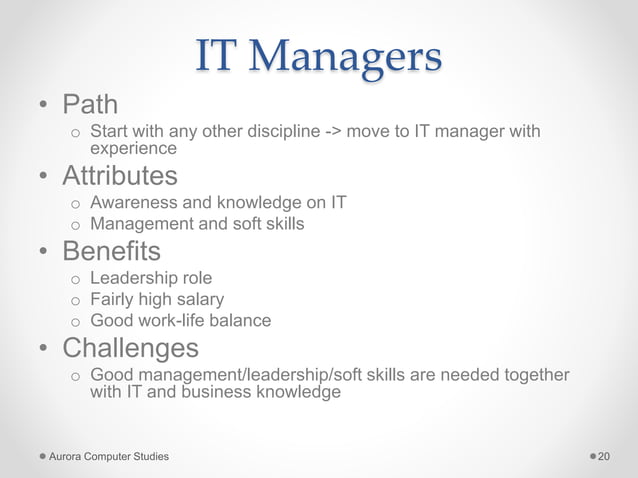 Career paths in ICT | PPTX | IT and Internet Support | Internet