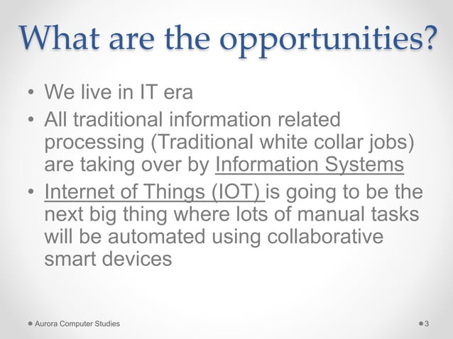 Career paths in ICT | PPTX | IT and Internet Support | Internet