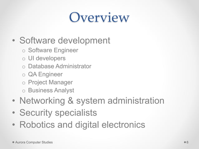 Career paths in ICT | PPTX | IT and Internet Support | Internet