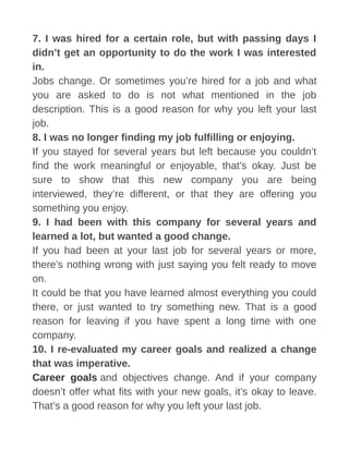 Career advice on how to answer “why did you leave your last job” | PDF