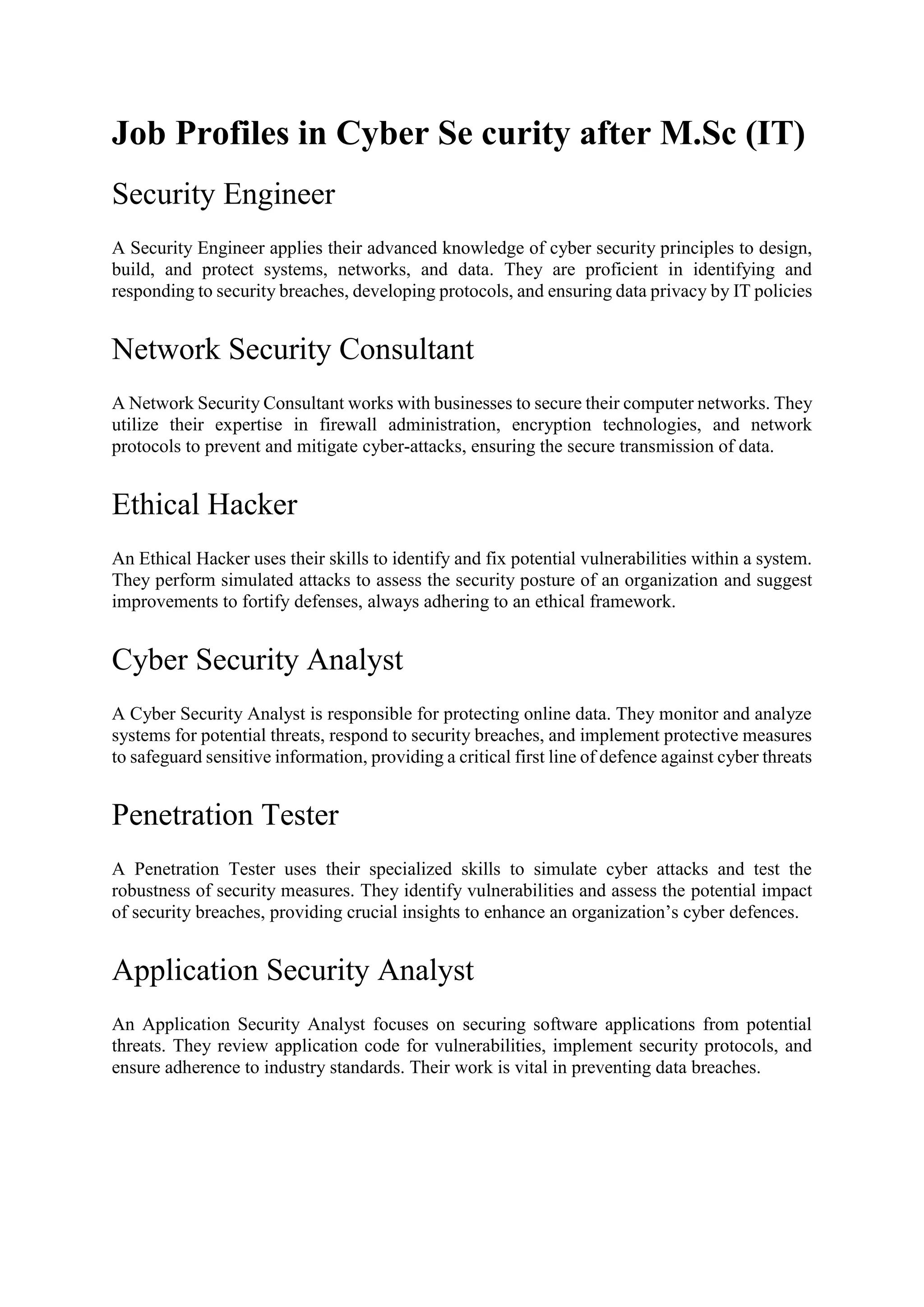 Cyber Security -Career and Job Opportunities after Msc.it | IT and ...