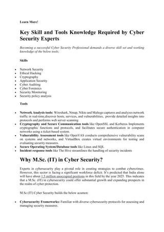 Cyber Security -Career and Job Opportunities after Msc.it | IT and ...