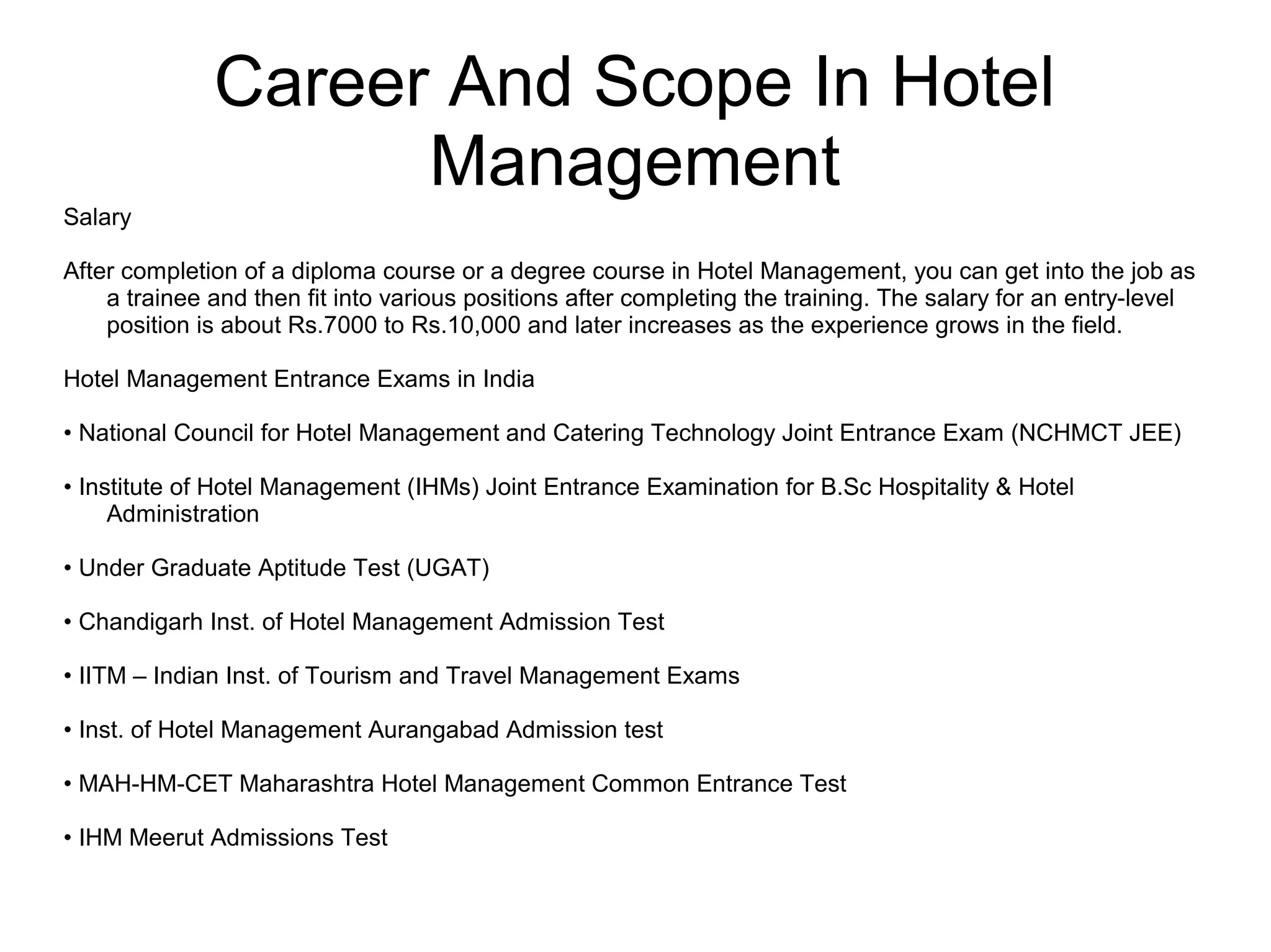 Career and scope in hotel management | PPT