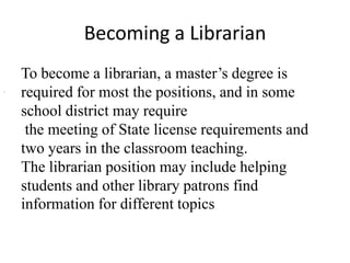 Career As A Librarian Pp | PPTX