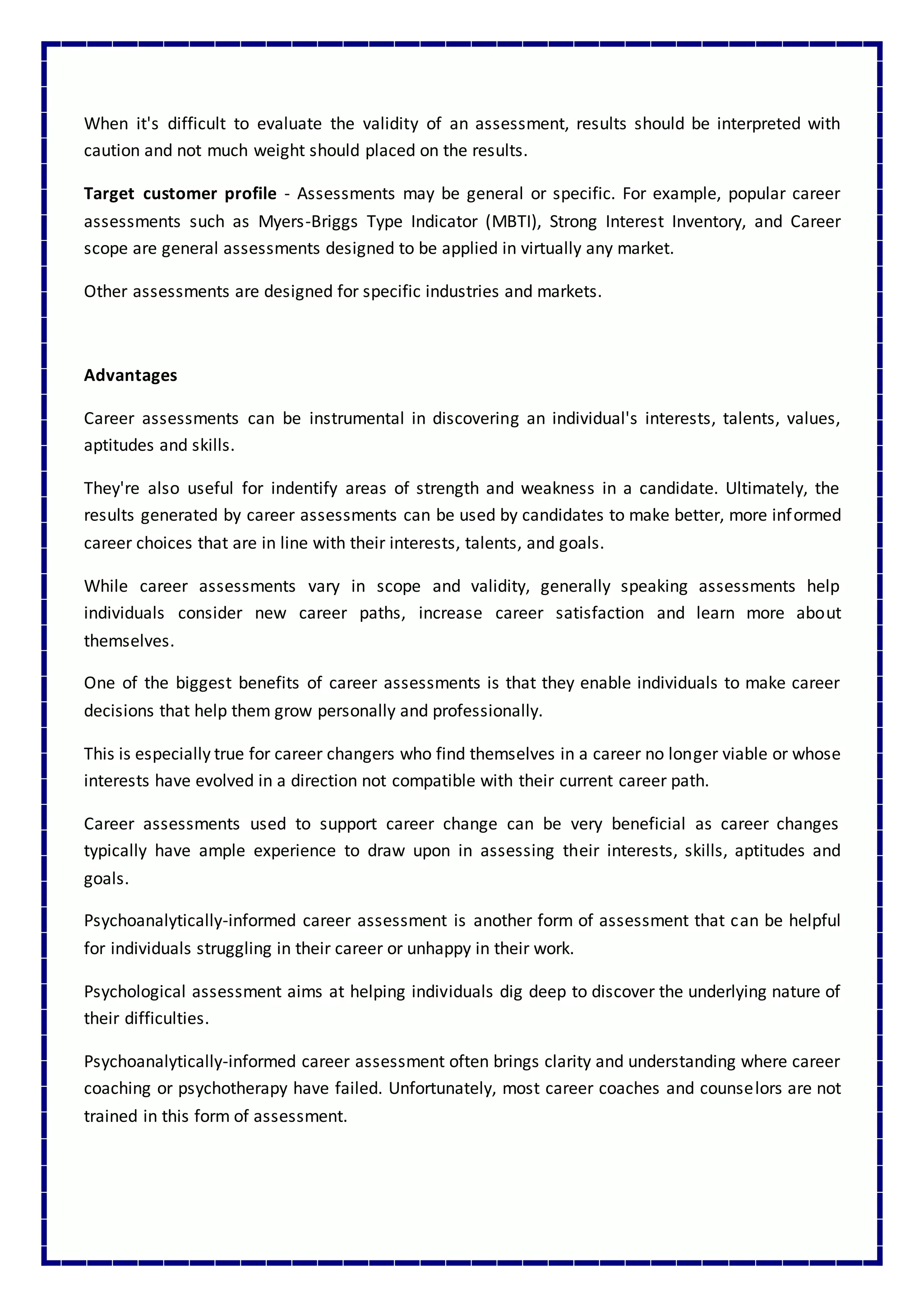 Career assessment in nursing | DOCX