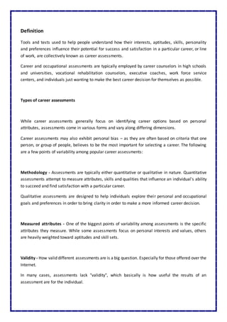Career assessment in nursing | DOCX