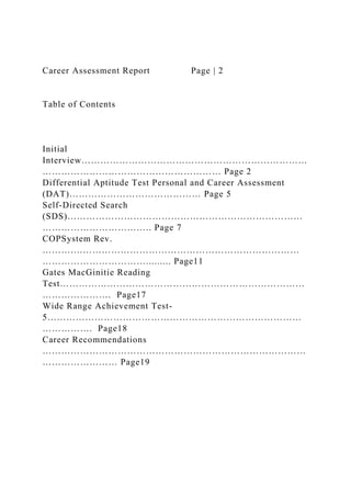Career Assessment Report Page 2Table of Contents.docx